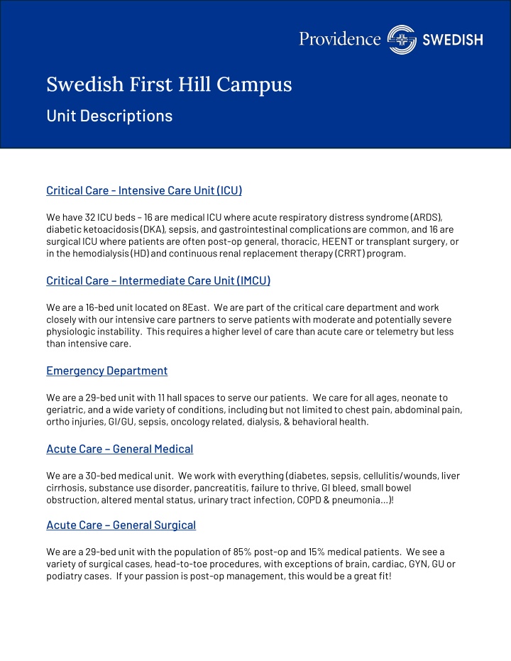 PPT - Swedish First Hill Campus