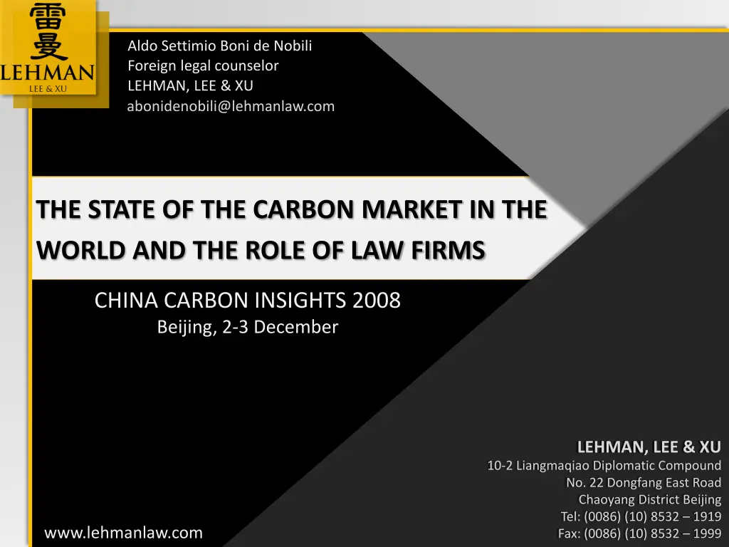 PPT - The State of the Carbon Market