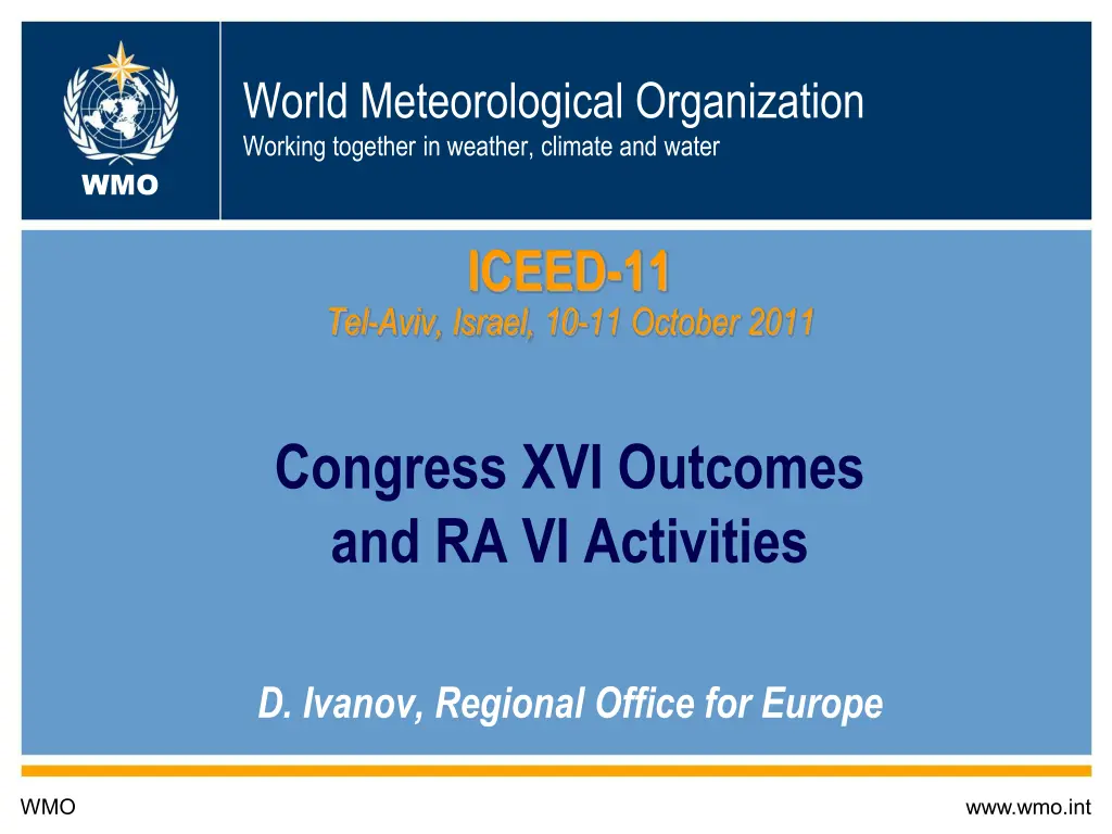PPT - WMO Congress XVI Outcomes and Activities