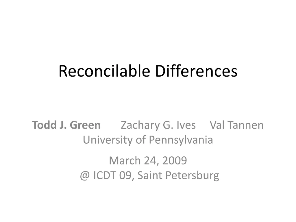PPT - Reconcilable Differences