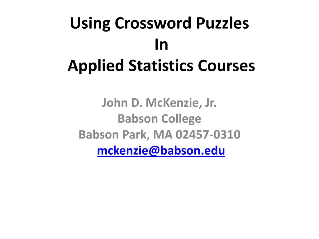 PPT - Using Crossword Puzzles in Applied Statistics Courses