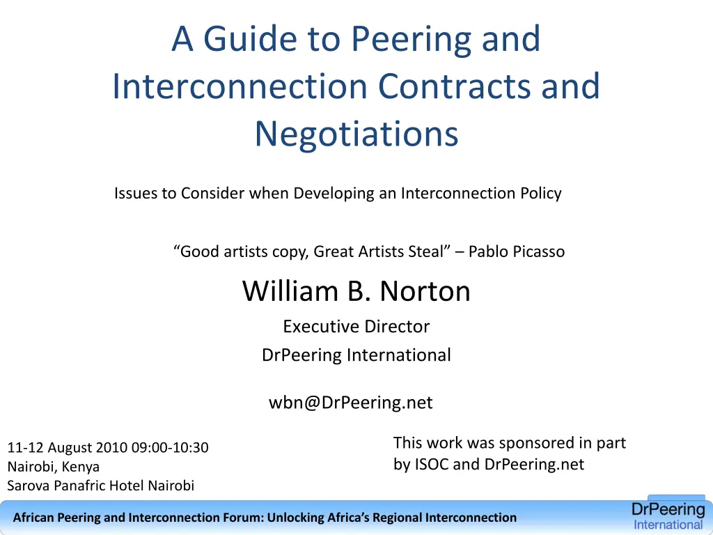 PPT - Guide to Peering and Interconnection Contracts and Negotiations