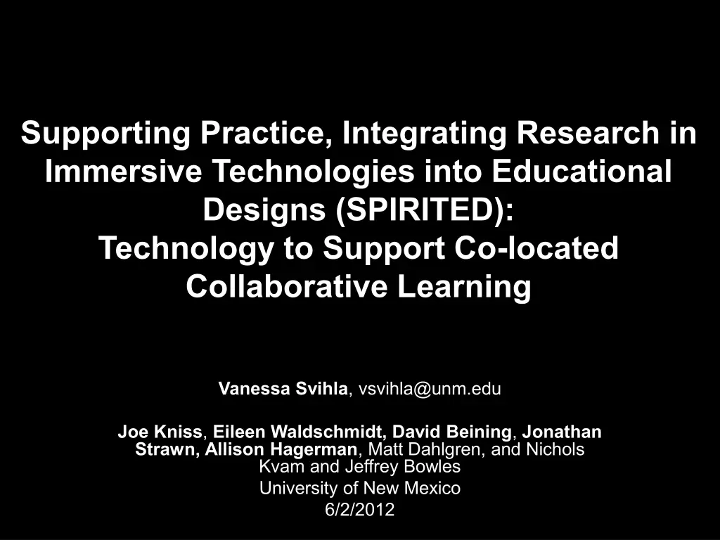PPT - Supporting Practice, Integrating Research in Immersive ...