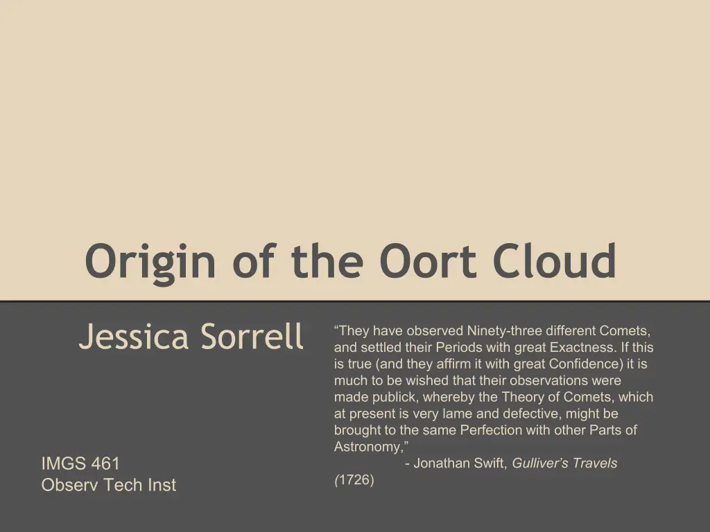 PPT - Origin of the Oort Cloud